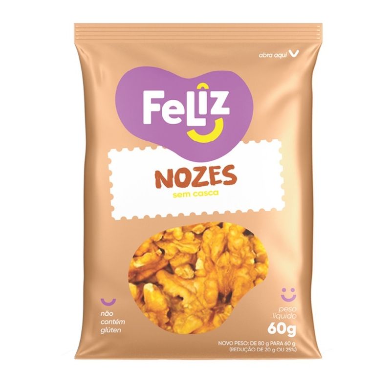 Nozes Mariposa Feliz S/Casca Sh 60G - Supermercados Casa do Sabão